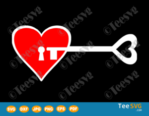 Heart Key Drawing Romantic Valentines Day SVG | Teesvg