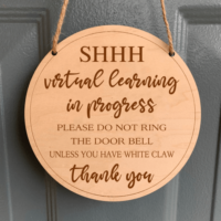 Virtual Learning Sign for Door Hanger SVG Shhh Distance Online E ...
