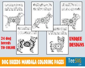 FREE Dog Mandala Coloring Pages Printable PDF | Dog Breed Mandala ...