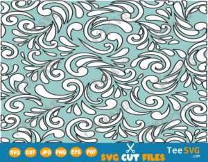 Seamless Floral Pattern SVG, Layered Black and White Turquoise ...