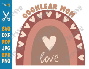 Boho Cochlear Mom SVG PNG, Cute Deaf Pride, Rainbow, Cochlear Implant ...