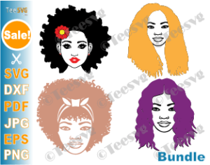 Natural Hair SVG Bundle Afro Woman Black Girl Curly Hair African ...