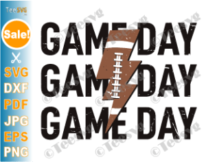 Game Day Football SVG, Game Day Football PNG CLIPART, Lightning Bolt ...